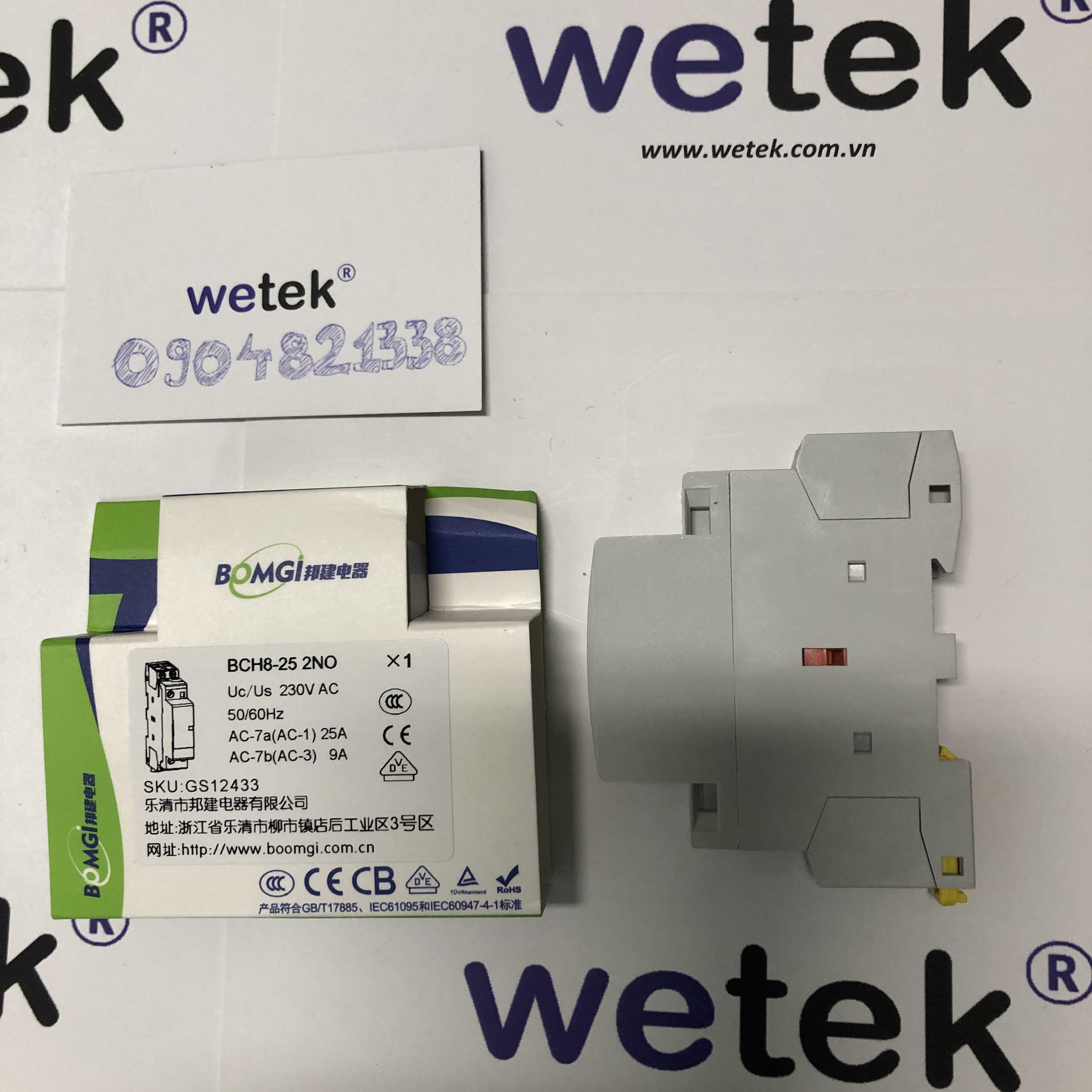 Boomgi BCH8-25 2P Contactor mô đun 25A 18mm 220Vac